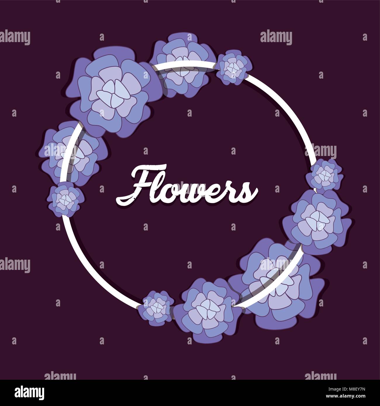 Flowers design with decorative circular frame with beautiful purple ...