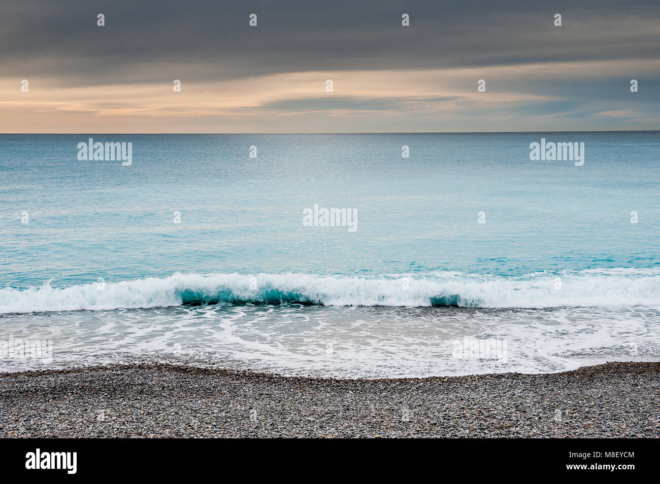 A view of the Ligurian Sea from the promenade in Nice in the south of ...