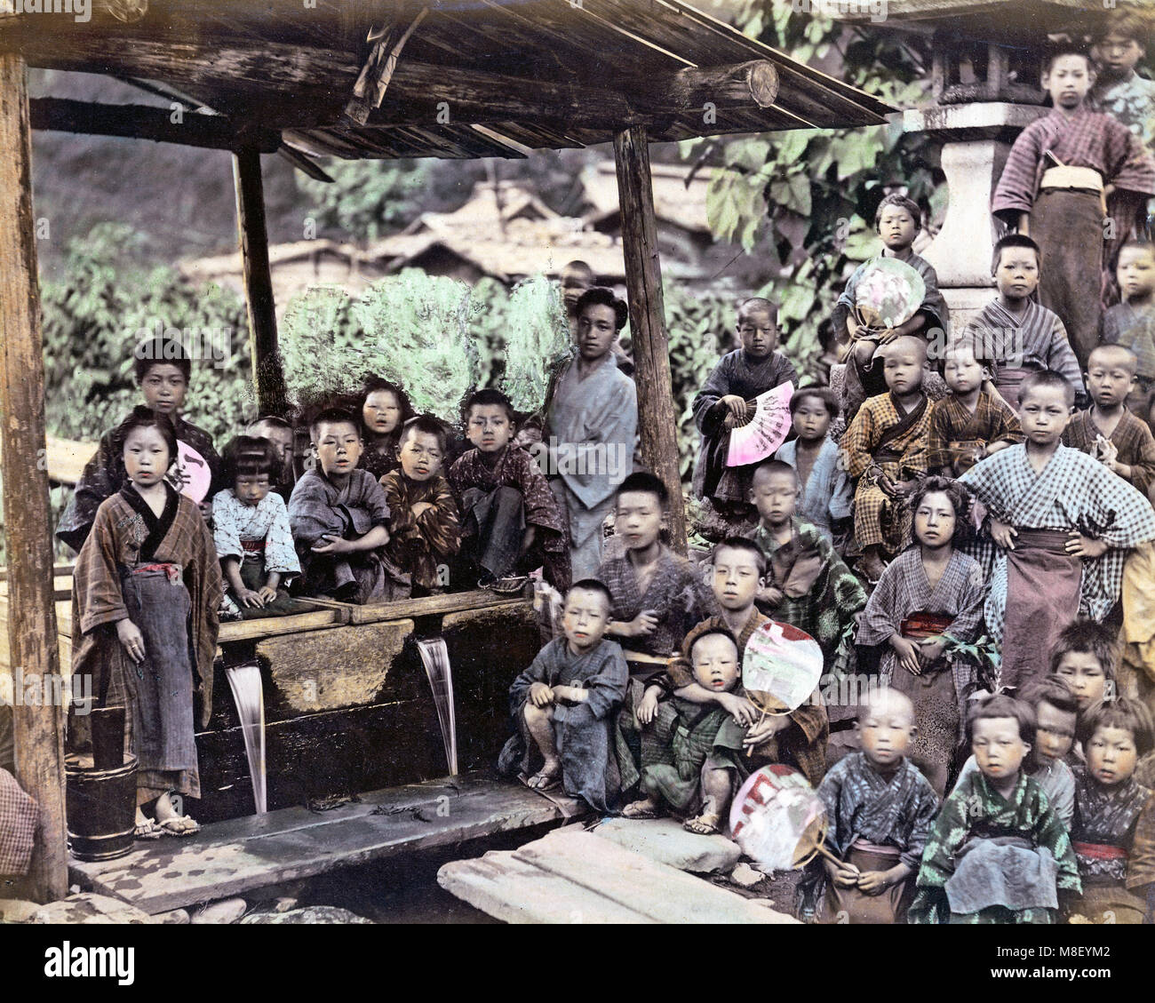 c.1880s Japan - group of country children Stock Photo - Alamy