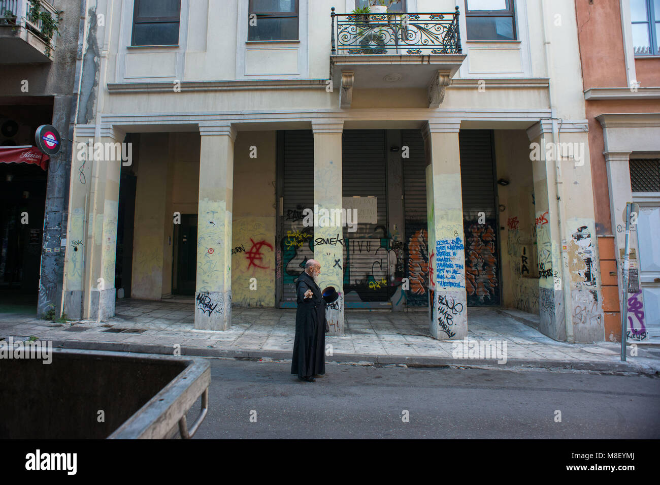 Athens. Priest, Exarchia. Greece Stock Photo - Alamy
