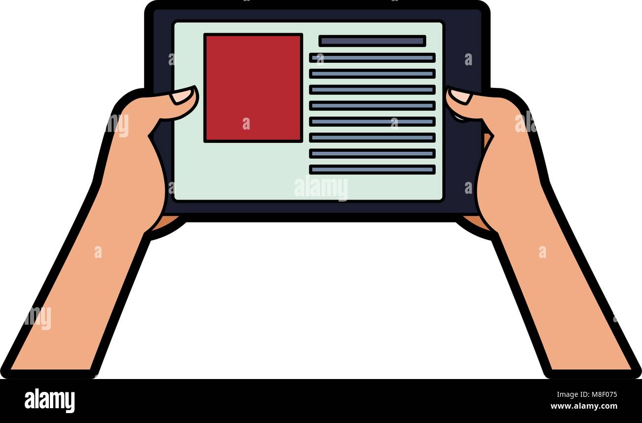 Hands using a tablet vector illustration graphic design Stock Vector ...