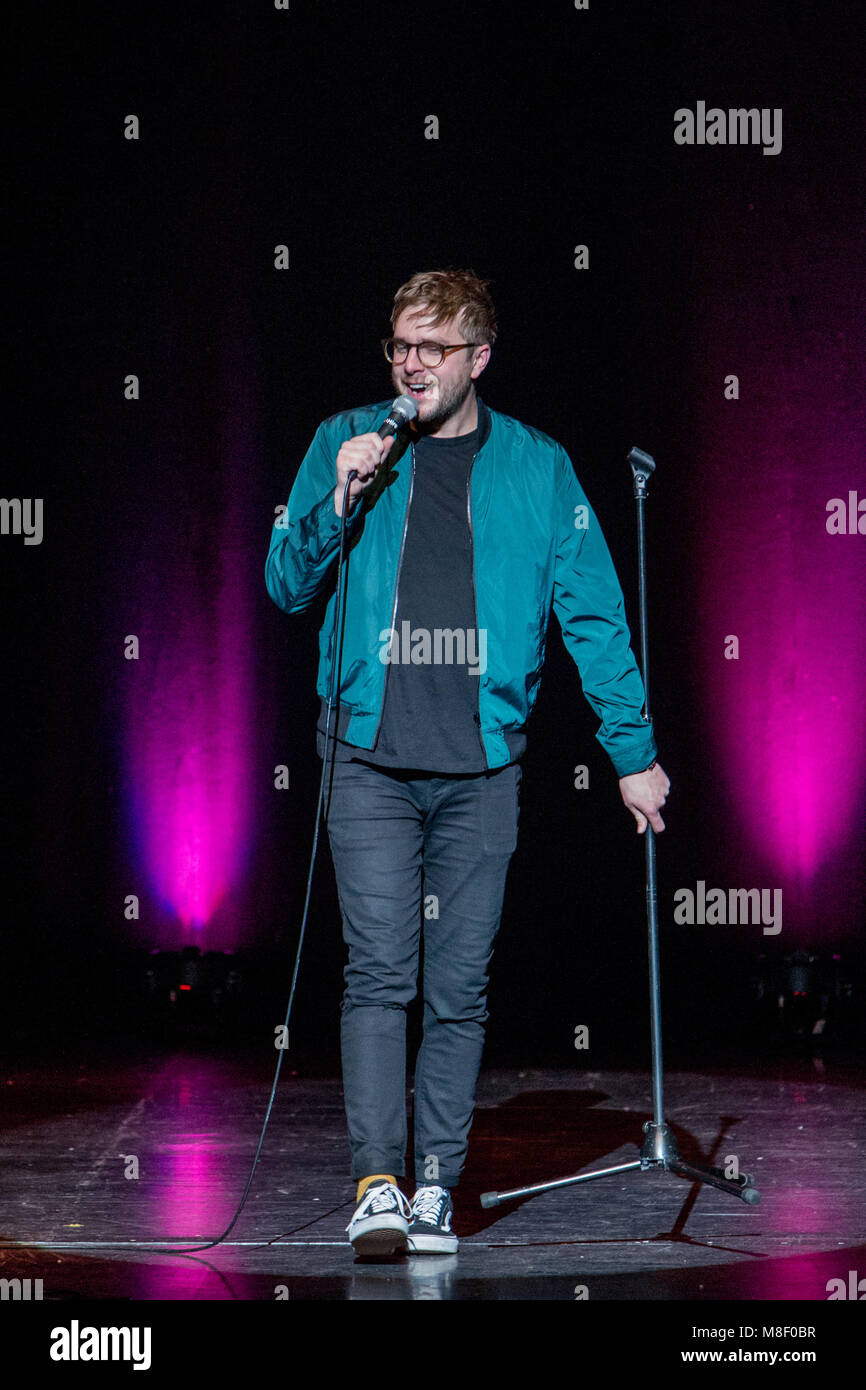 Birmingham, UK. 280218. Iain Stirling , comedian, performs at The ...