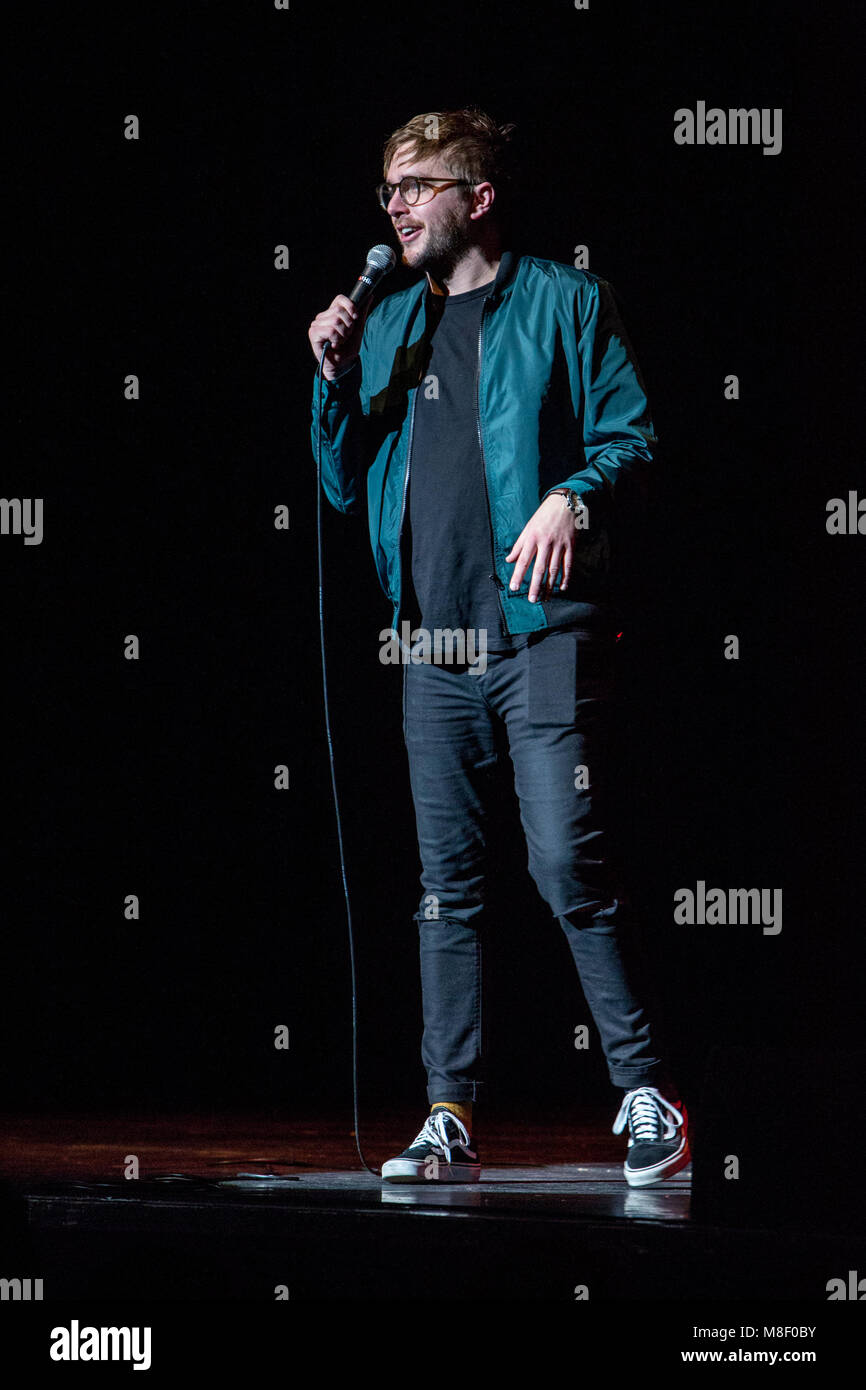 Birmingham, UK. 280218. Iain Stirling , comedian, performs at The ...