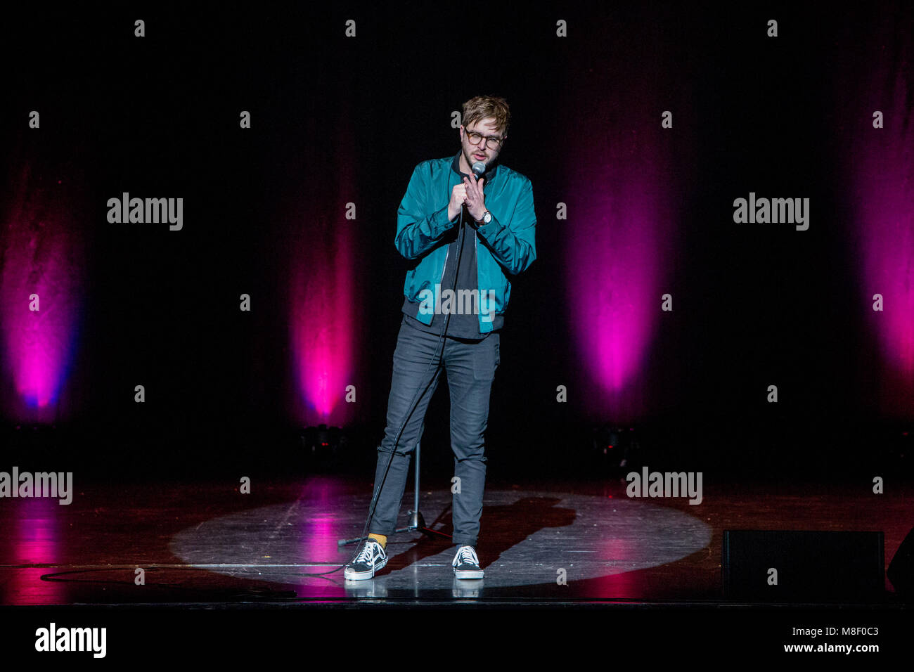 Birmingham, UK. 280218. Iain Stirling , comedian, performs at The ...