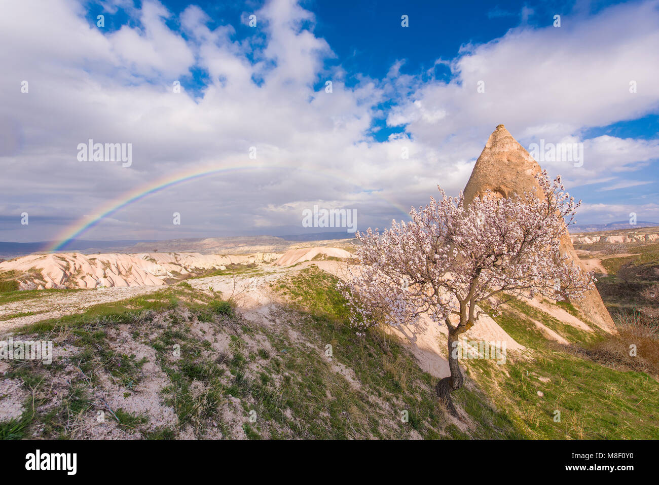 Rainbow over Cappadocia Turkey National Park Stock Photo - Alamy