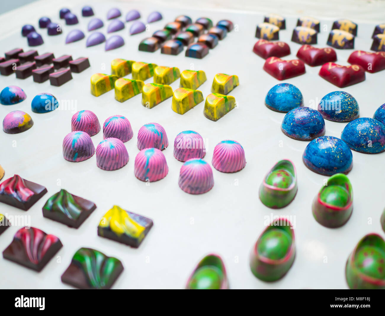 Assortment of luxury handmade chocolate candy collection isolated on ...