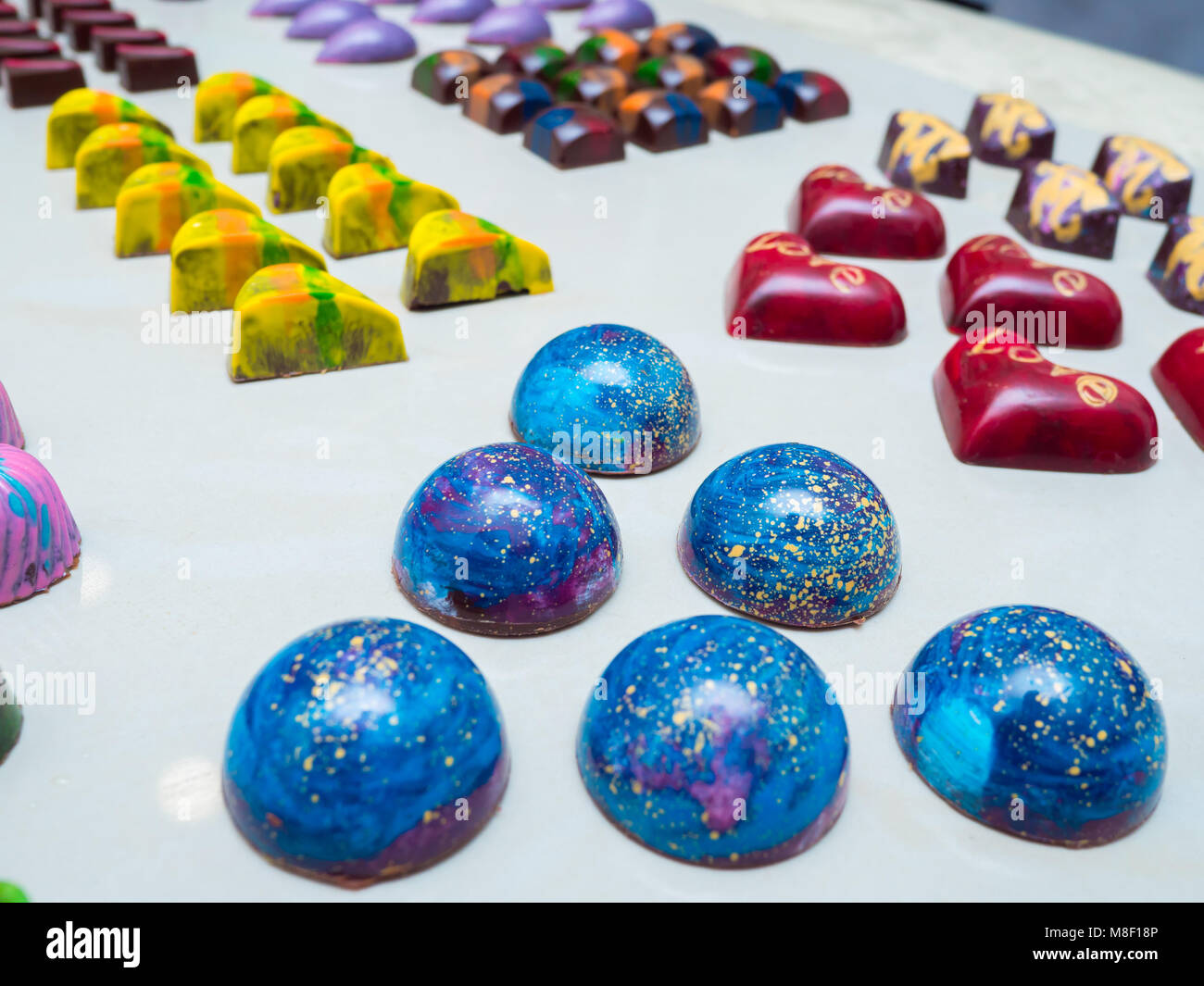 Assortment of luxury handmade chocolate candy collection isolated on ...