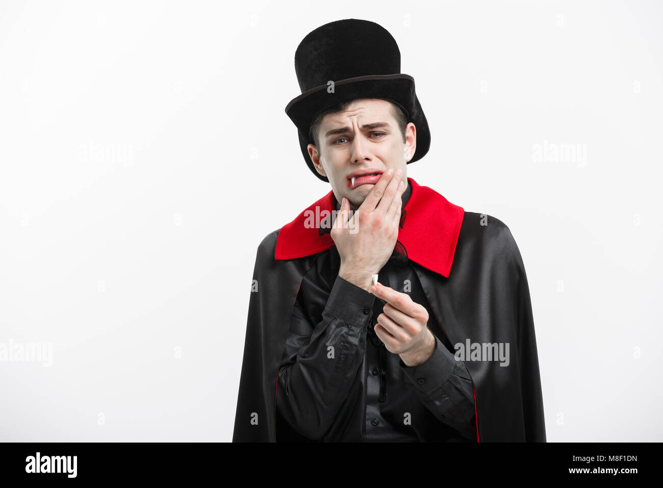 Vampire Halloween Concept - Portrait of handsome caucasian Vampire ...