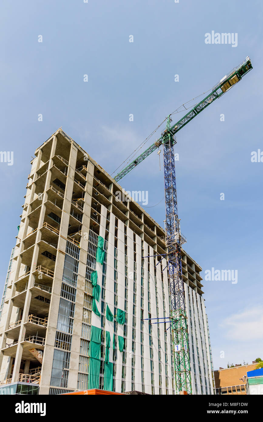 new building, construction of a modern multi-storey building with a ...