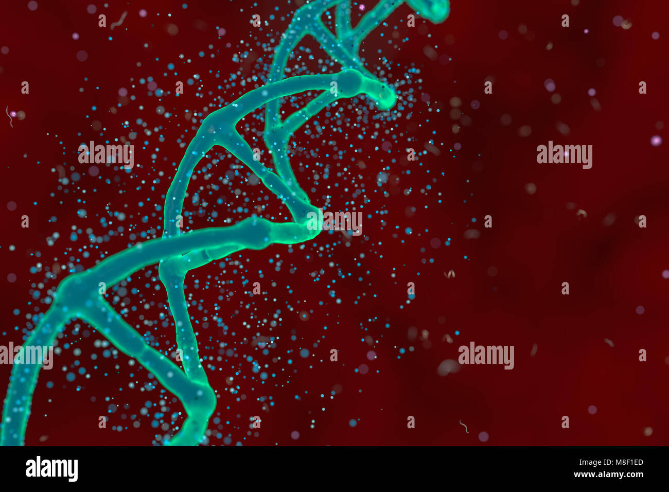 a close-up of a DNA strand(3d rendering Stock Photo - Alamy