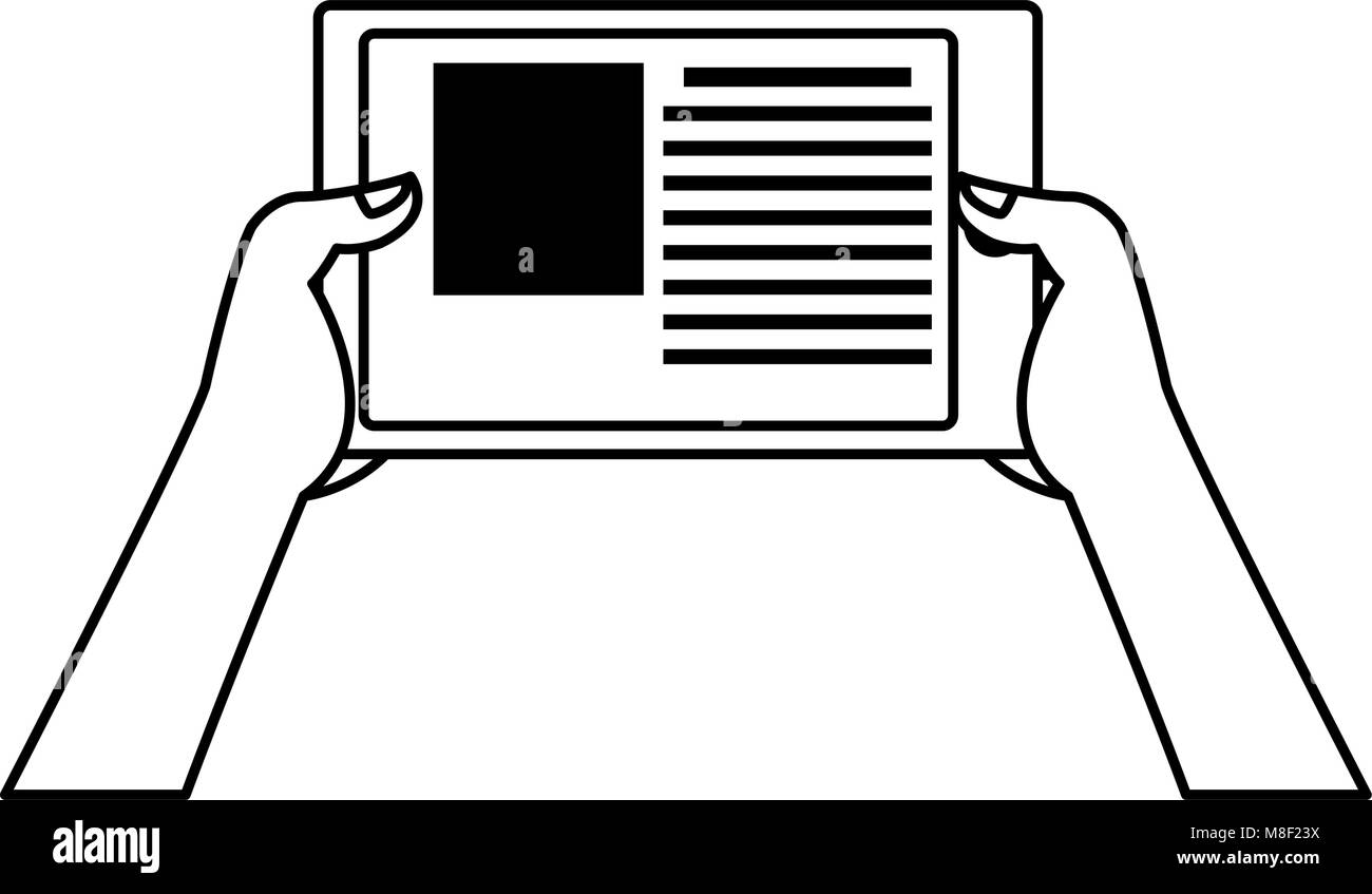 Hands using a tablet vector illustration graphic design Stock Vector ...