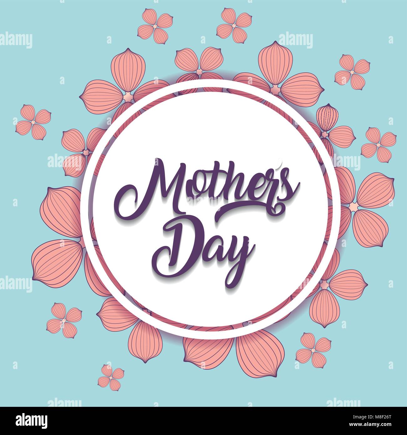 Mothers day design with beautiful flowers around decorative circular ...