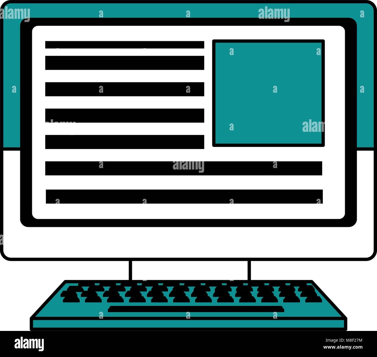 Using desk computer vector illustration graphic design Stock Vector ...