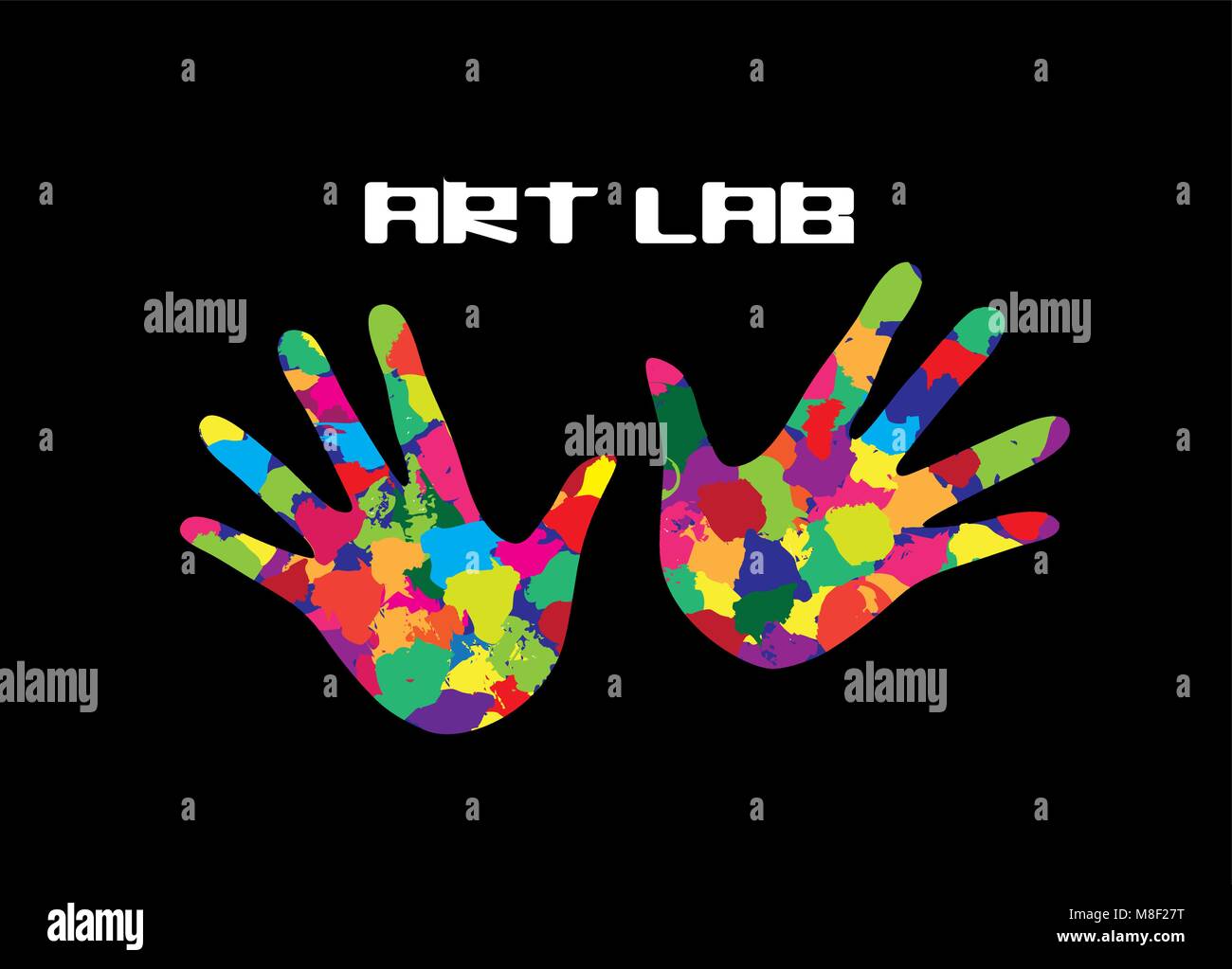 Art Lab Icon. Painted Hands Inspiration concept for art education ...