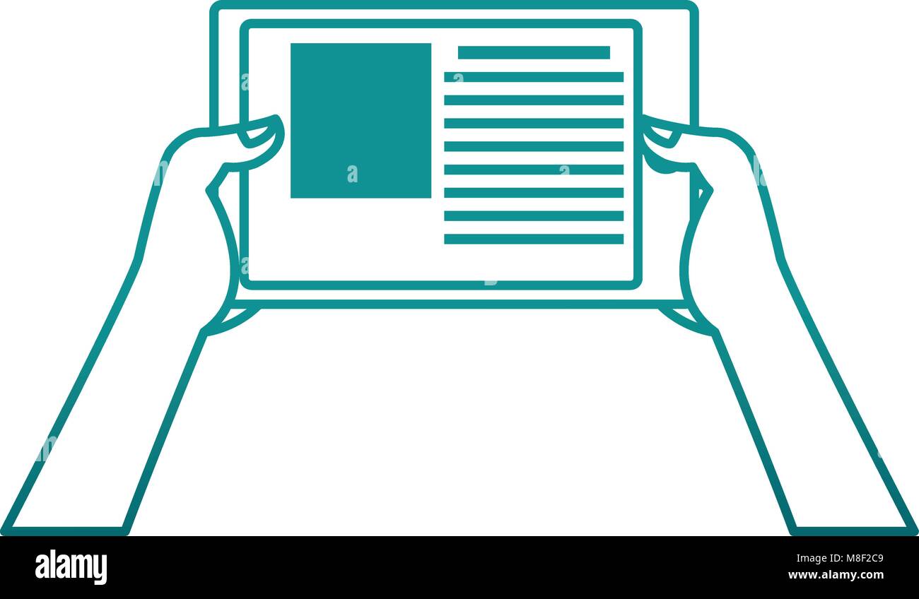 Hands using a tablet vector illustration graphic design Stock Vector ...