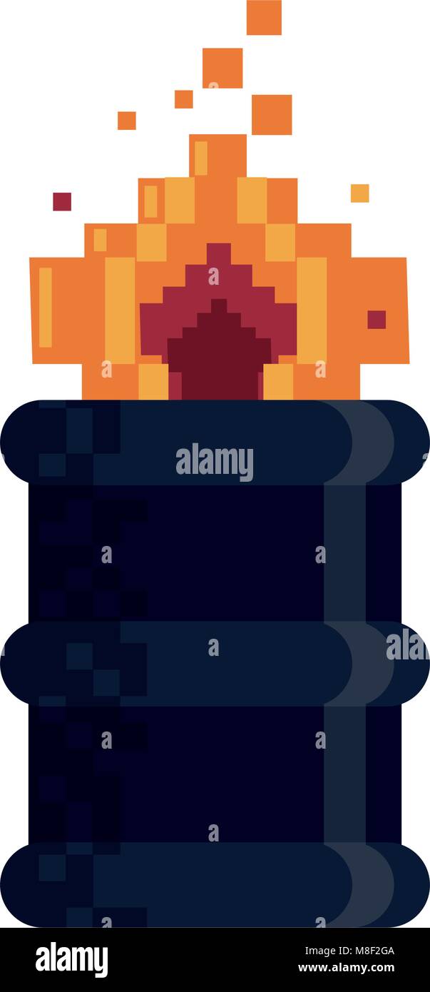 Pixelated barrel on fire vector illustration graphic design Stock ...