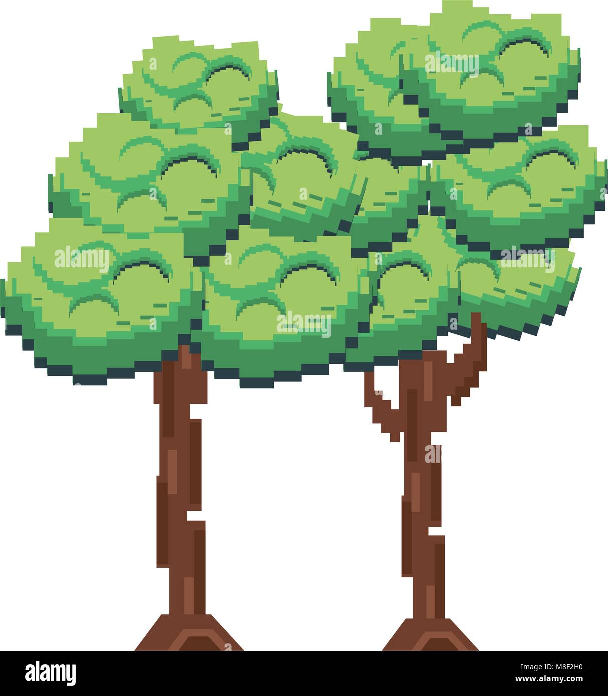 Pixelated trees isolated vector illustration graphic design Stock ...