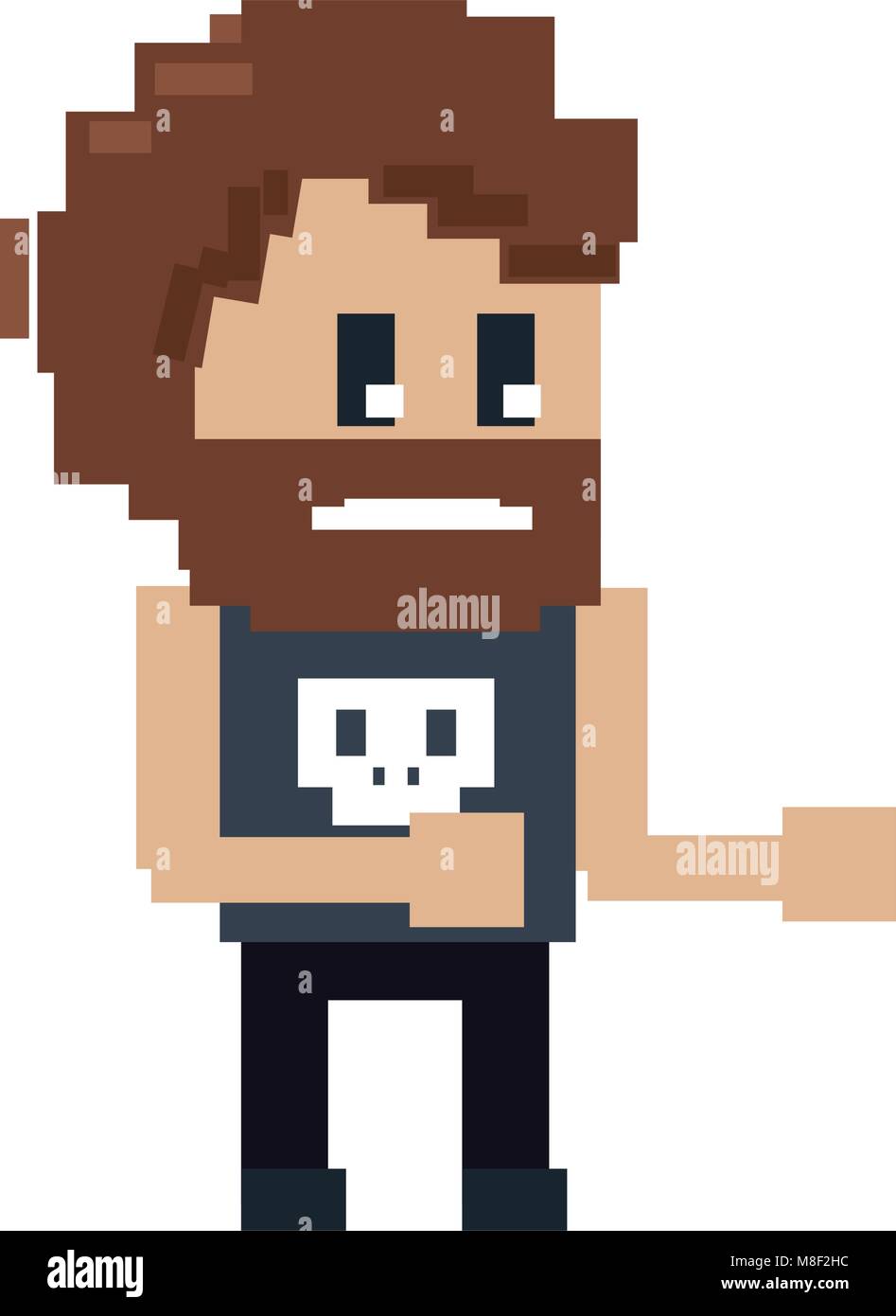 Pixelated fighter man character vector illustration graphic design ...