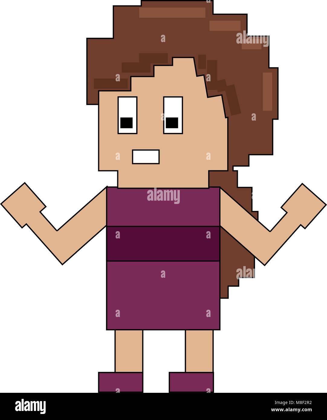 Pixelated woman character vector illustration graphic design Stock ...