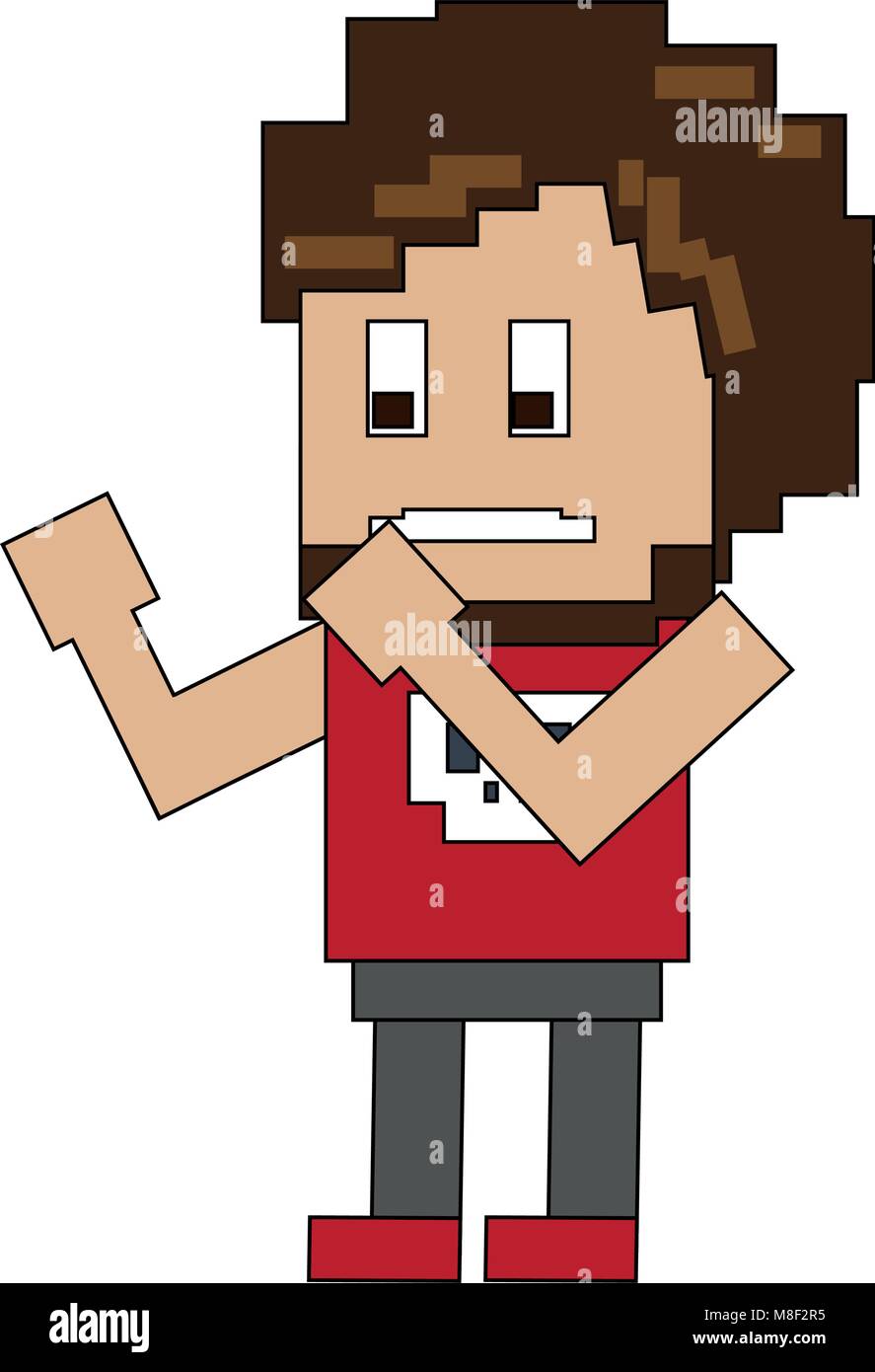 Pixelated fighter man character vector illustration graphic design ...