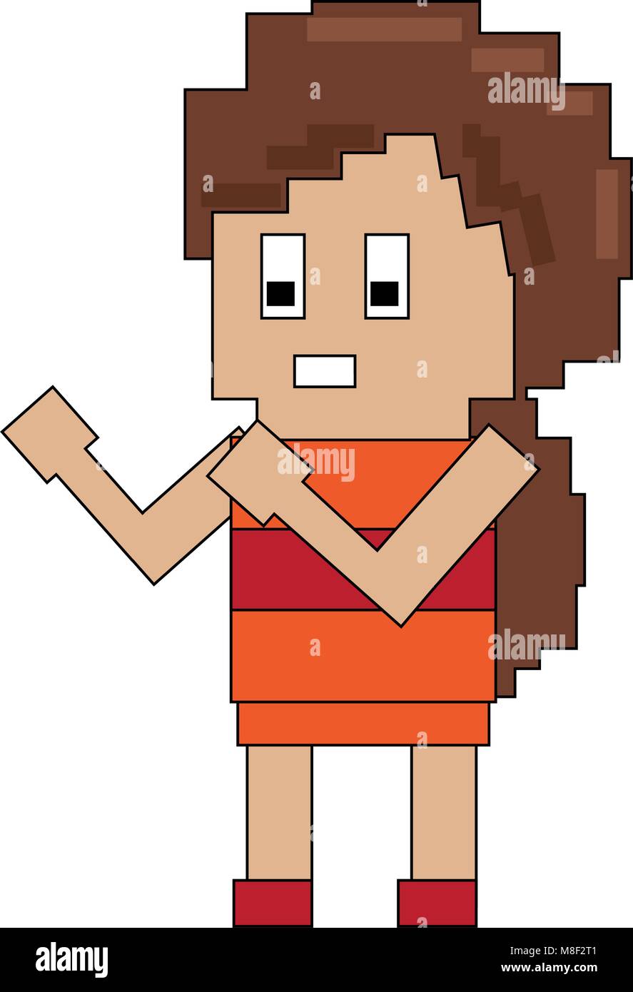 Pixelated woman character vector illustration graphic design Stock ...