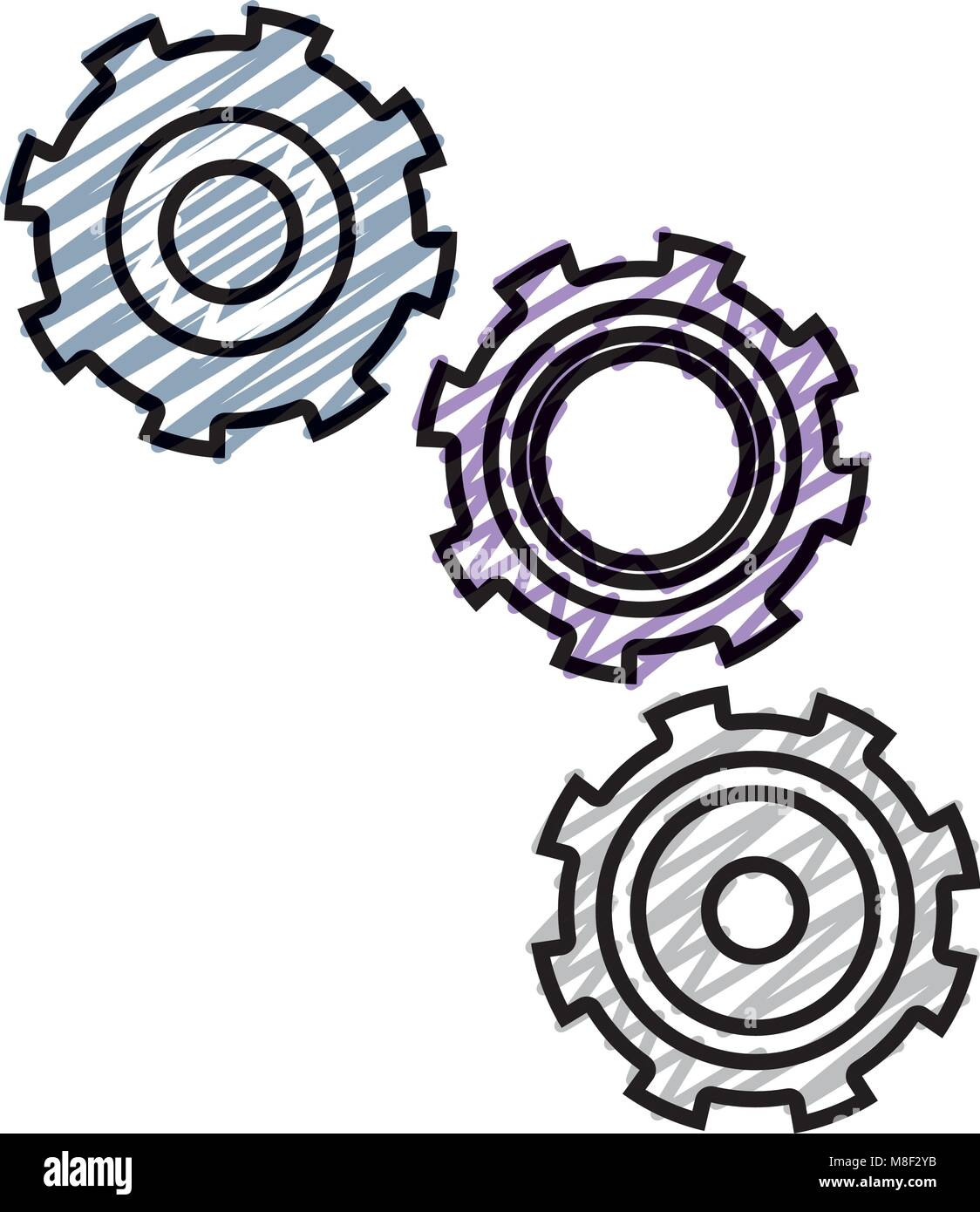 doodle engeneering gears process industry machine Stock Vector Image ...