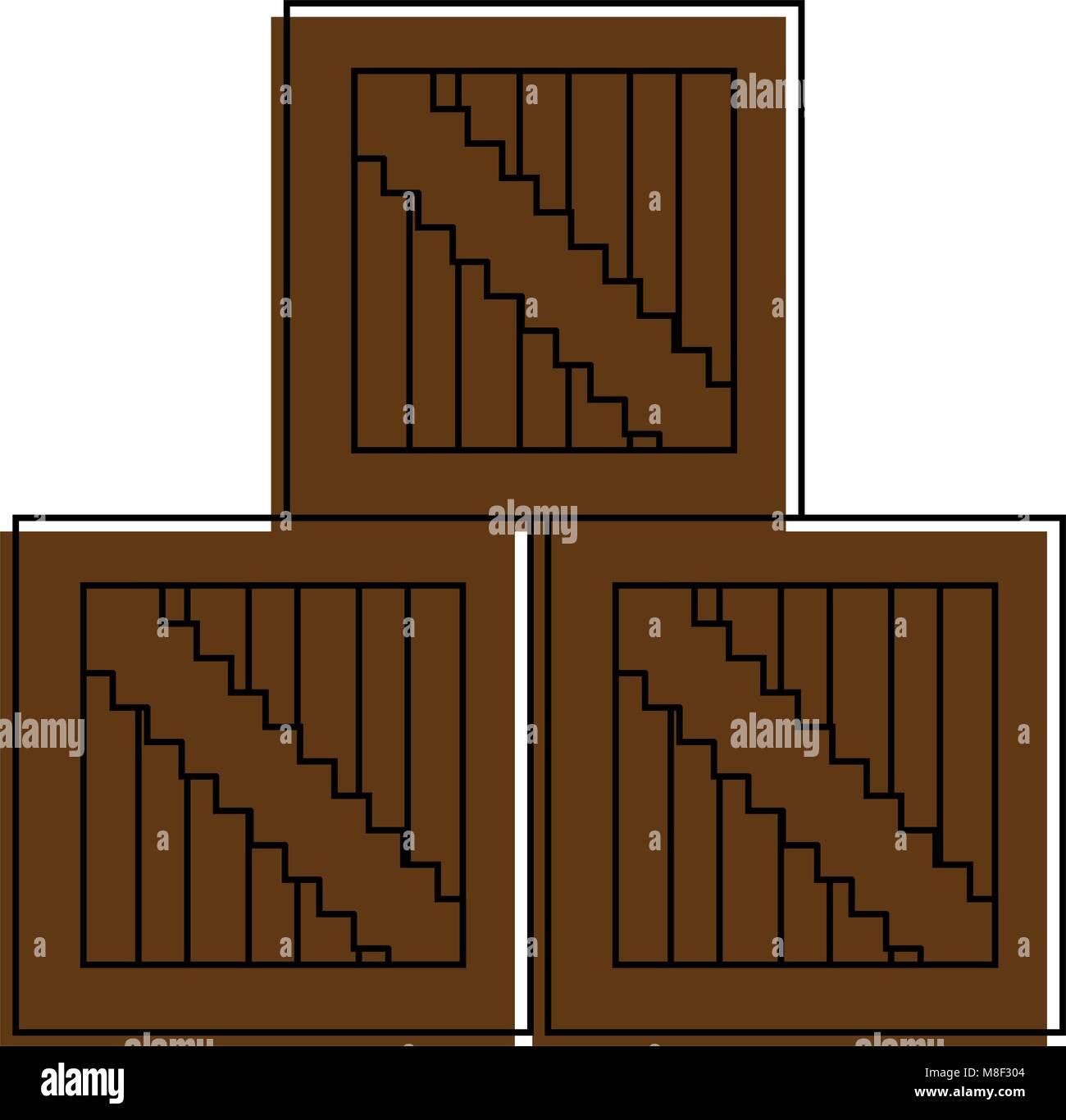 Pixelated wooden boxes vector illustration graphic design Stock Vector ...