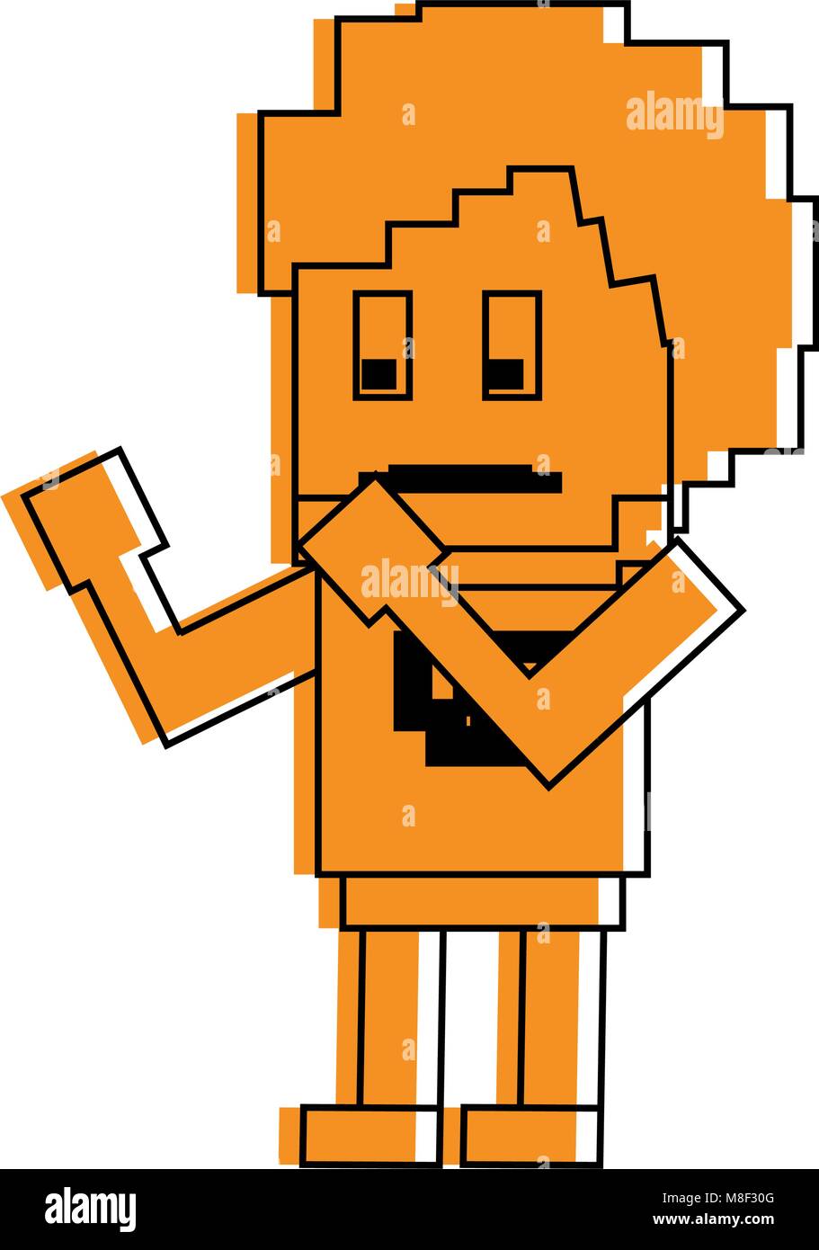 Pixelated fighter man character vector illustration graphic design ...