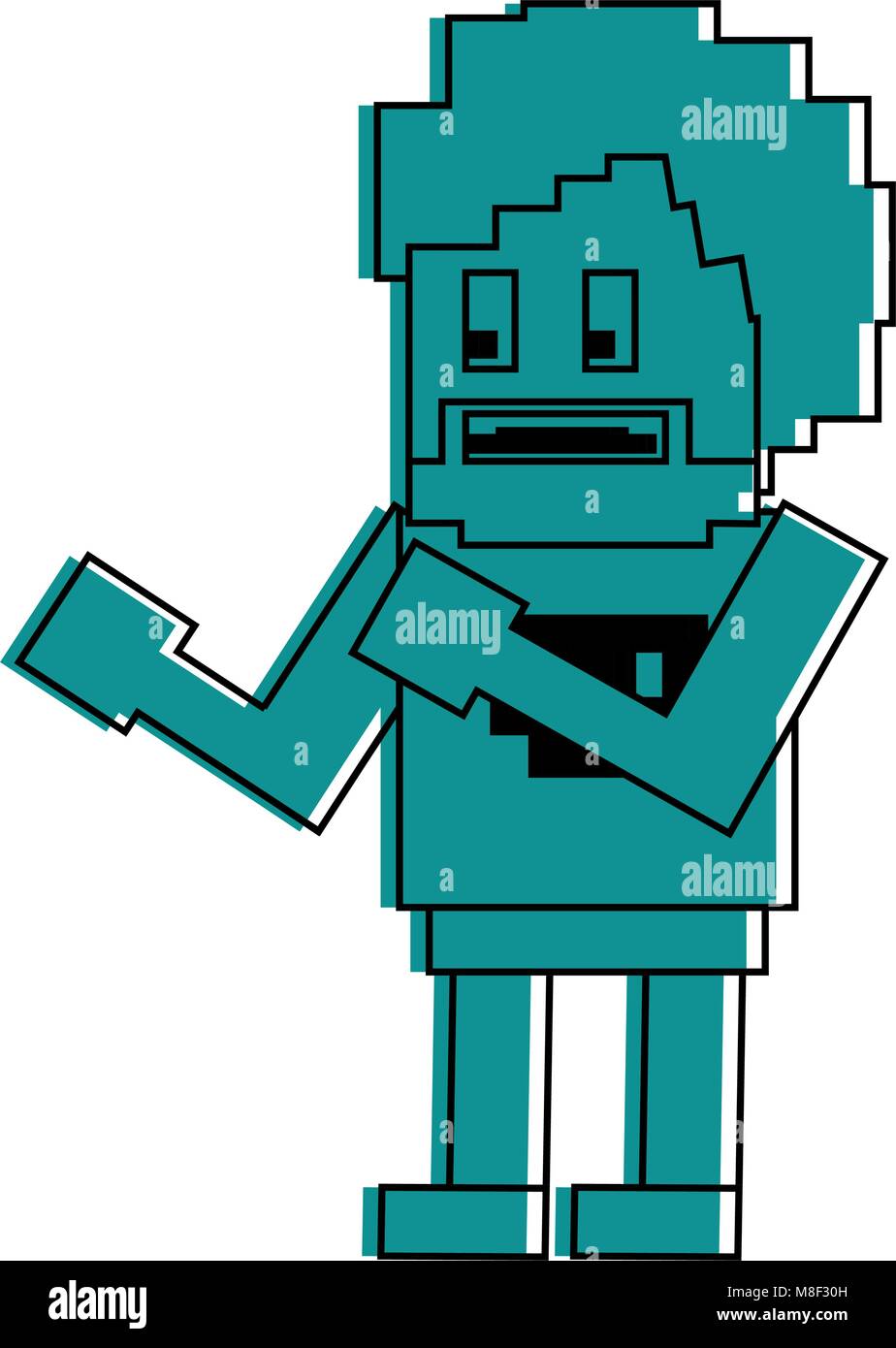 Pixelated fighter man character vector illustration graphic design ...