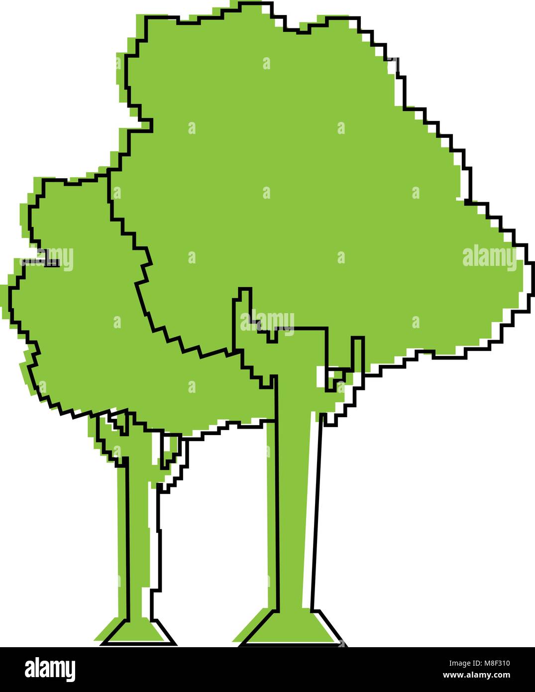 Pixelated trees isolated vector illustration graphic design Stock ...