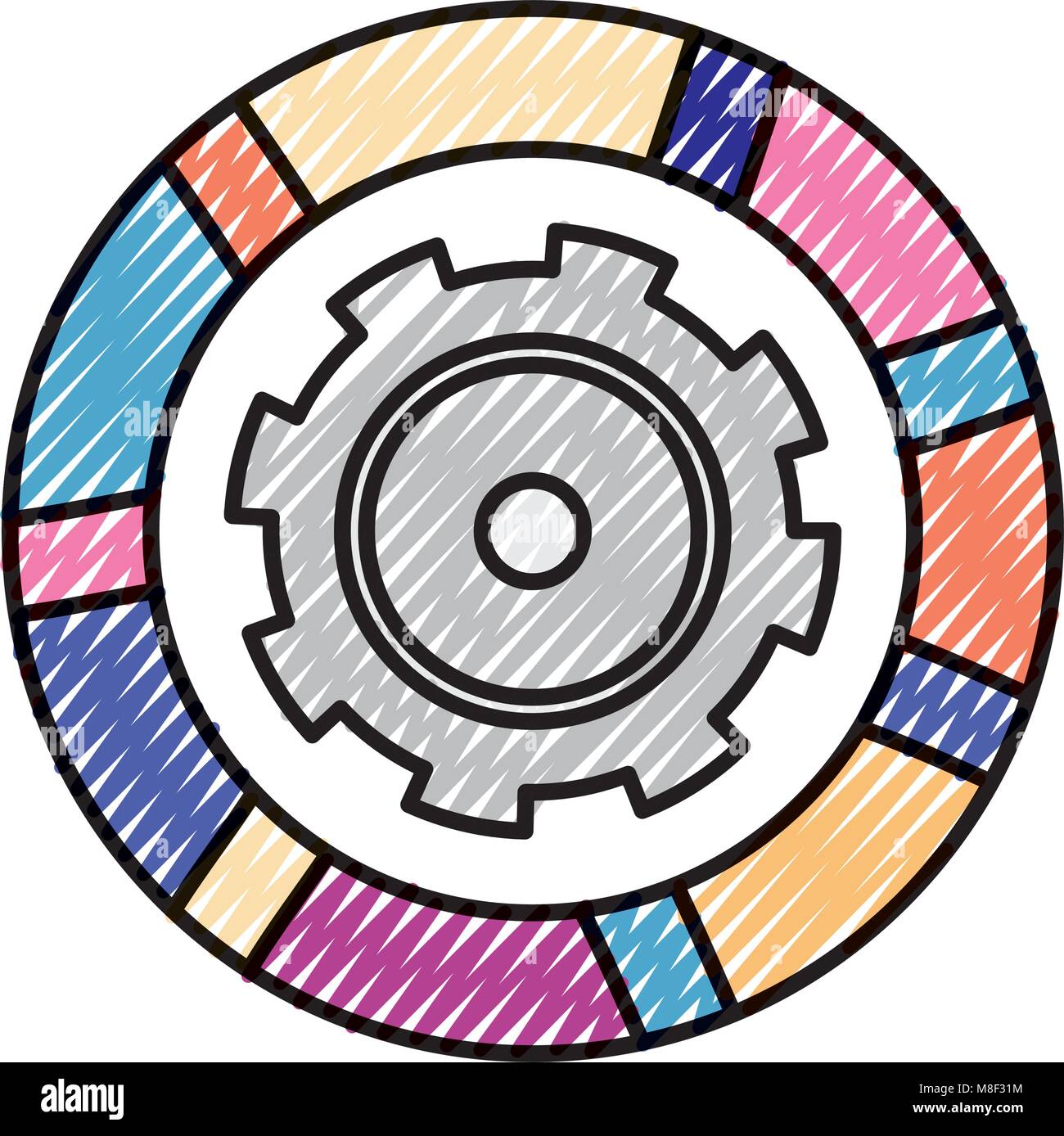 doodle industry gear engineering process machine Stock Vector Image ...