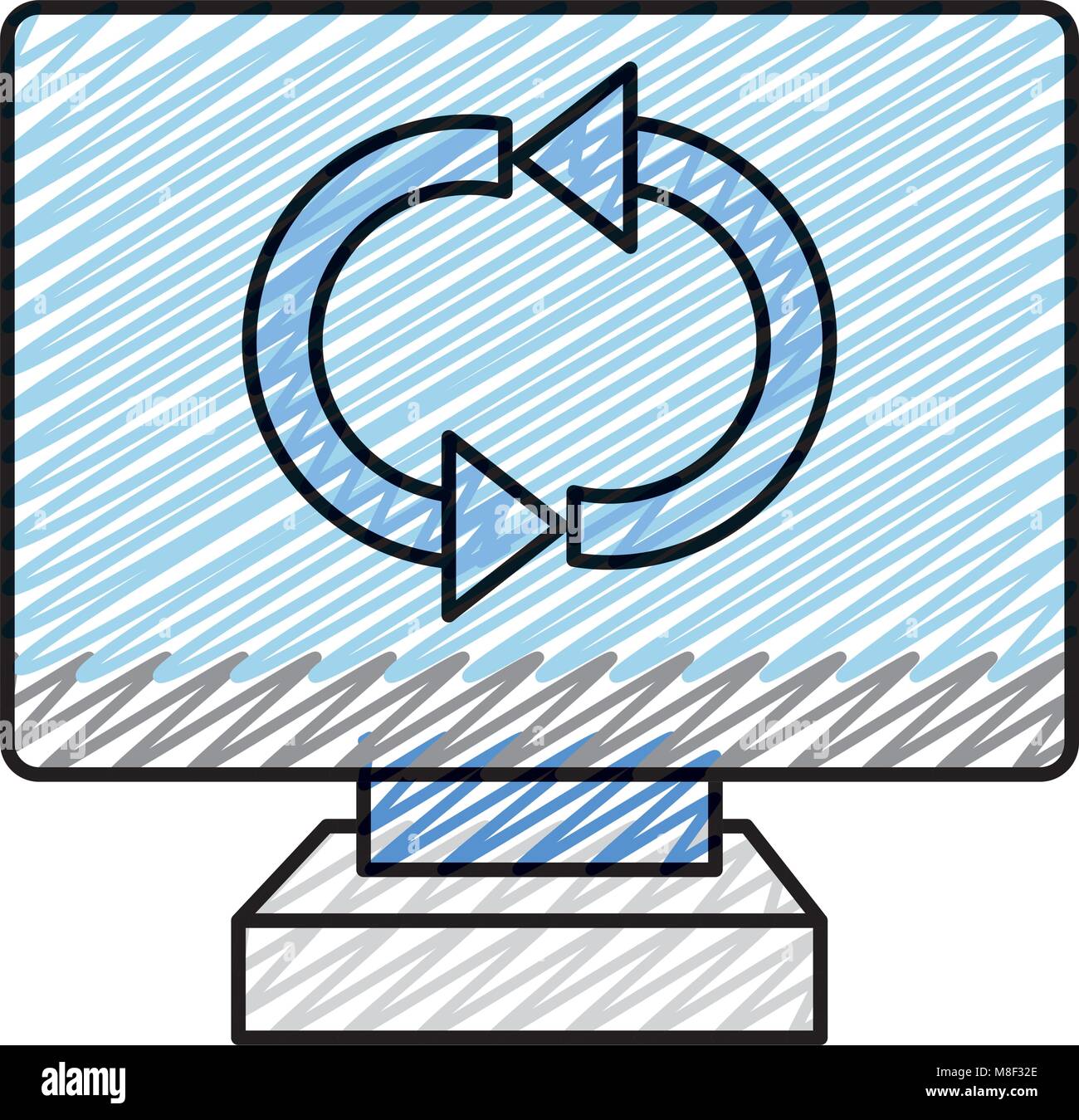 doodle screen computer technology with loading symbol Stock Vector ...