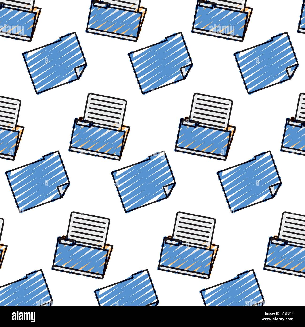 doodle folder file with business document background Stock Vector Image ...