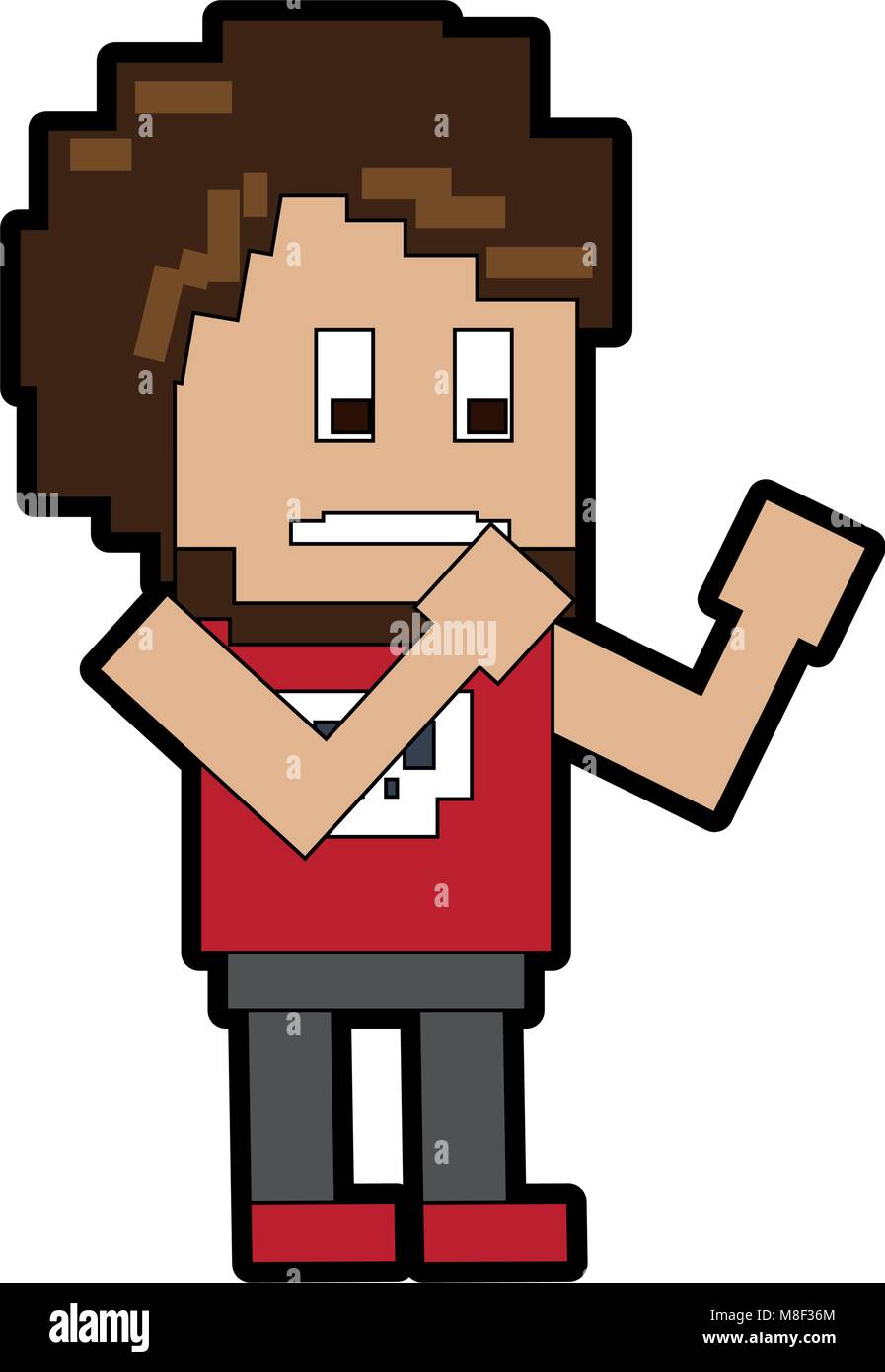 Pixelated fighter man character vector illustration graphic design ...