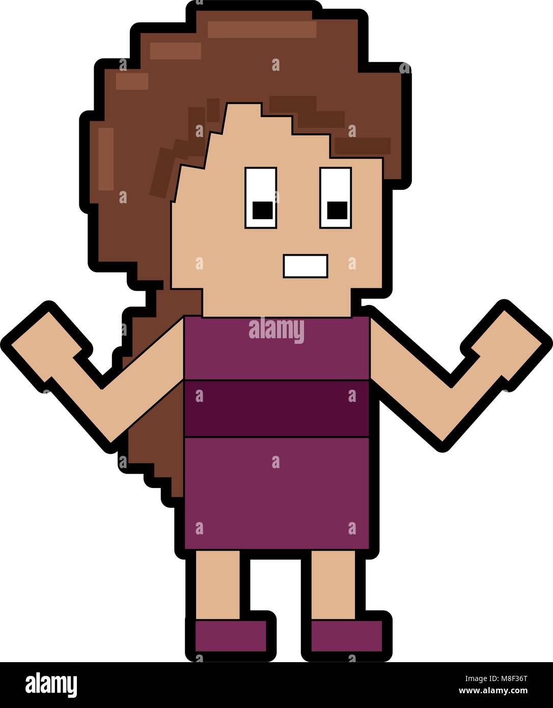 Pixelated woman character vector illustration graphic design Stock ...