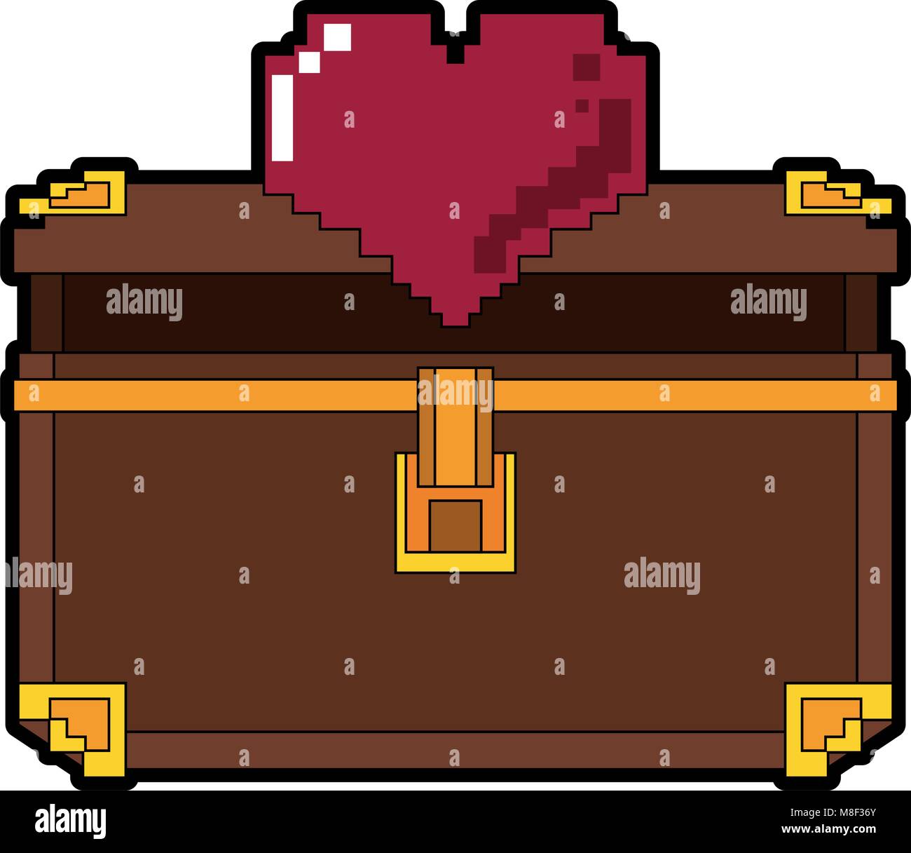Pixelated wooden chest with heart vector illustration graphic design ...