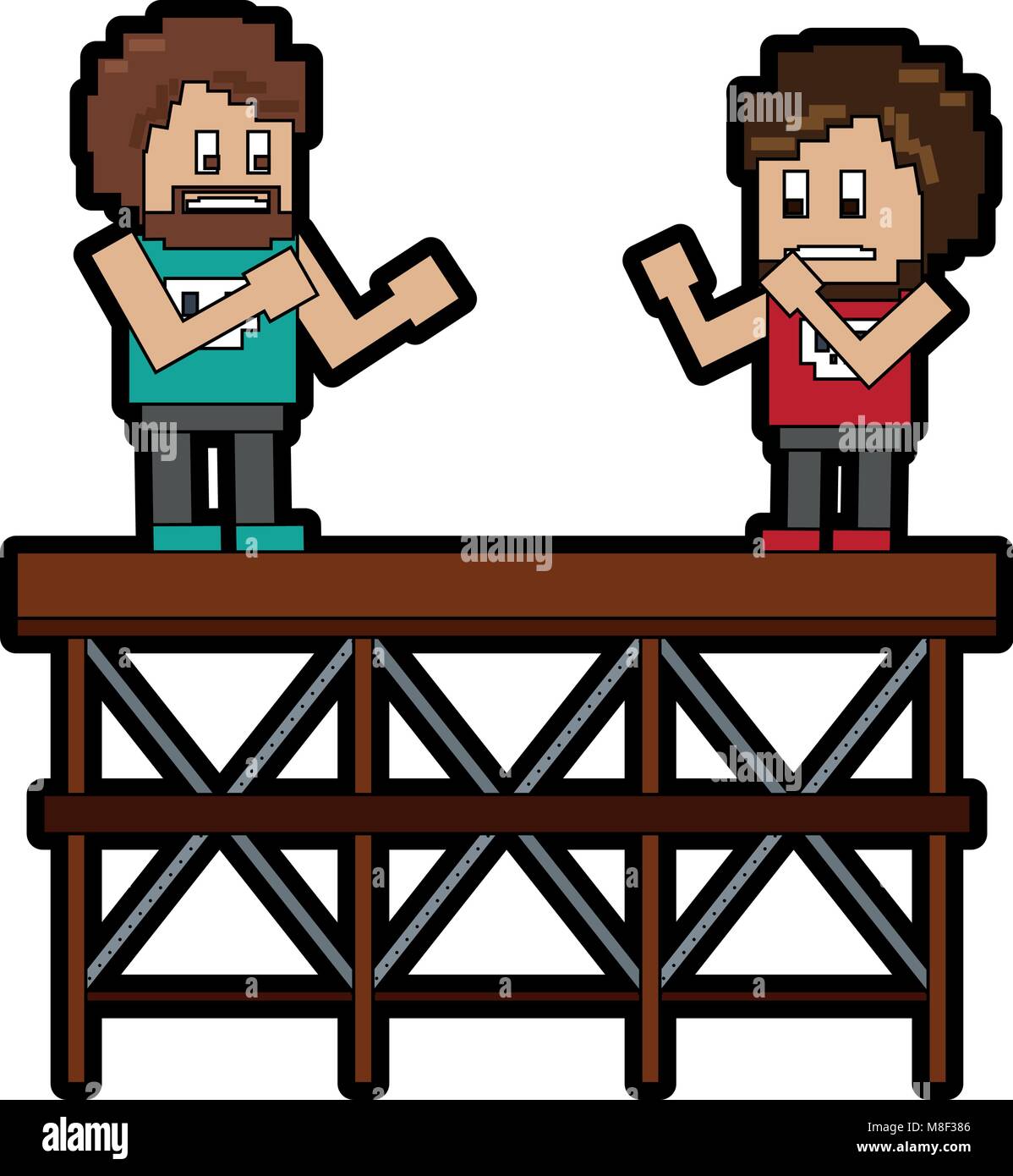 Pixelated fight game scene vector illustration graphic design Stock ...