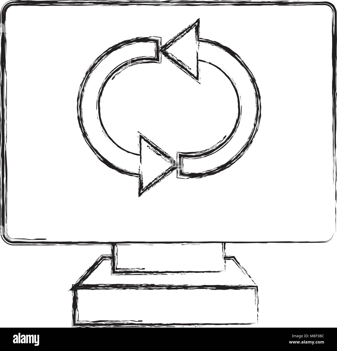 grunge screen computer technology with loading symbol Stock Vector ...