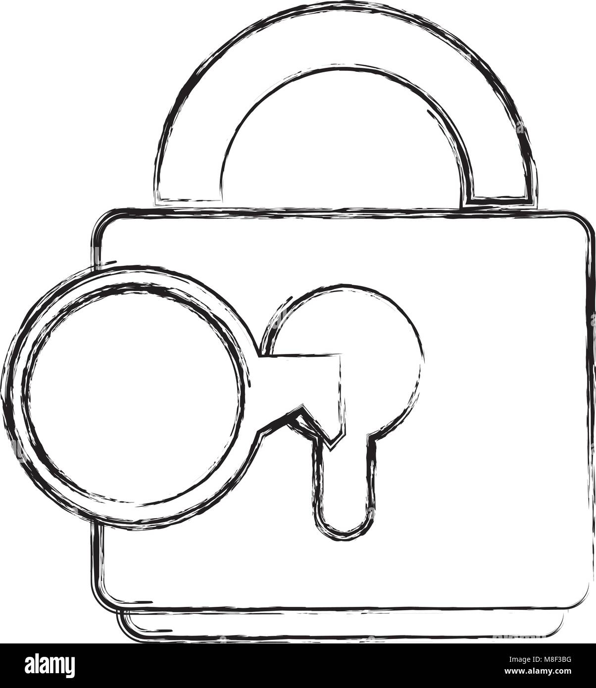 grunge key object inside close padlock security Stock Vector Image ...