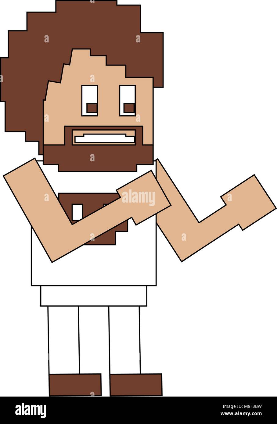 Pixelated fighter man character vector illustration graphic design ...