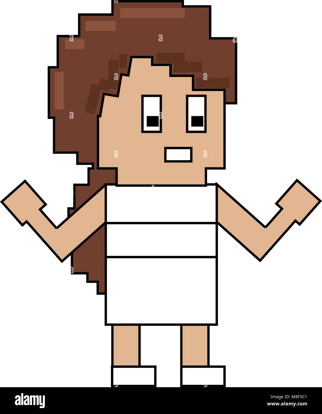 Pixelated woman character vector illustration graphic design Stock ...