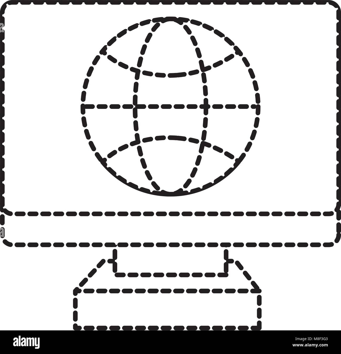 dotted shape electronic screen computer with global connection Stock ...
