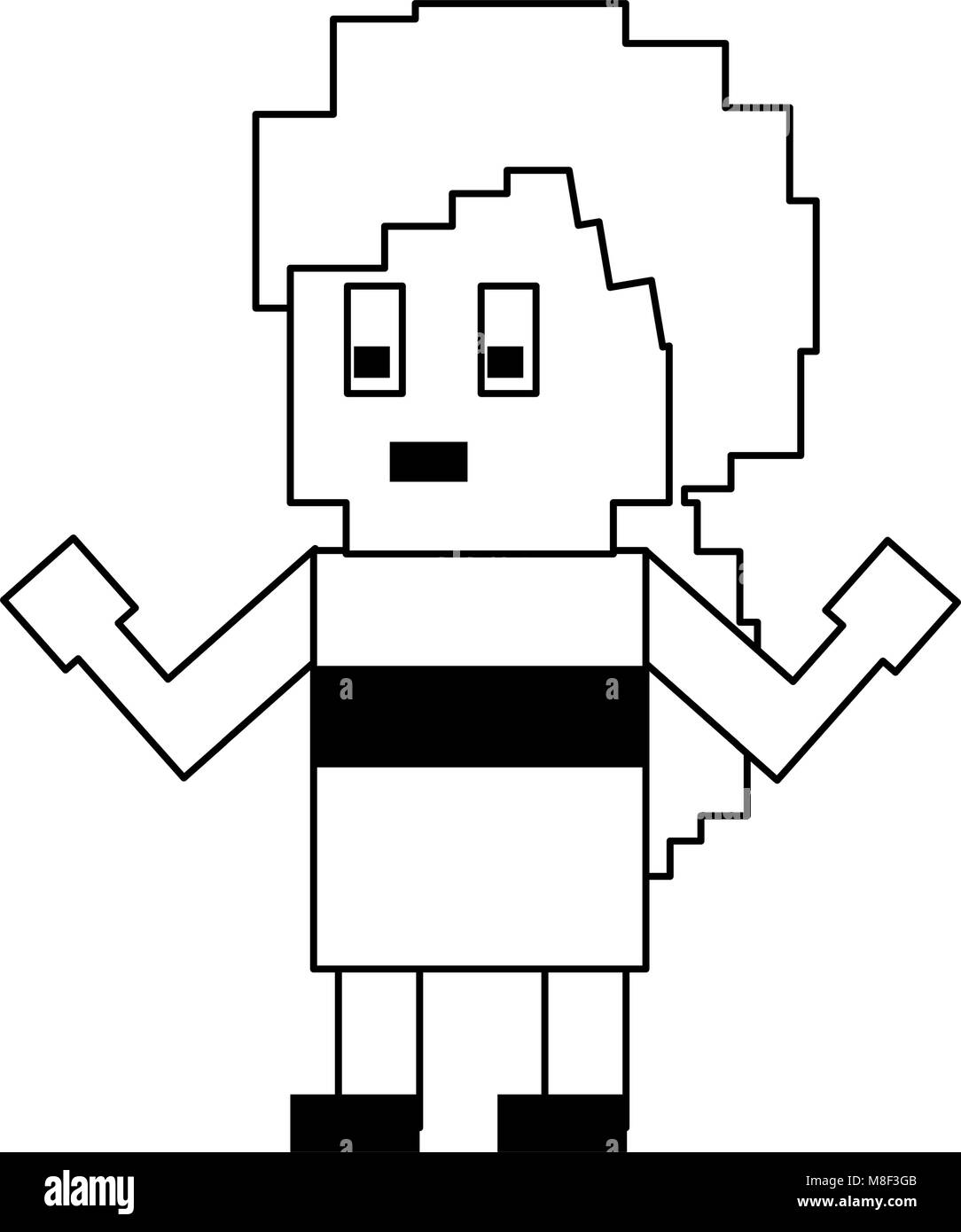 Pixelated woman character vector illustration graphic design Stock ...