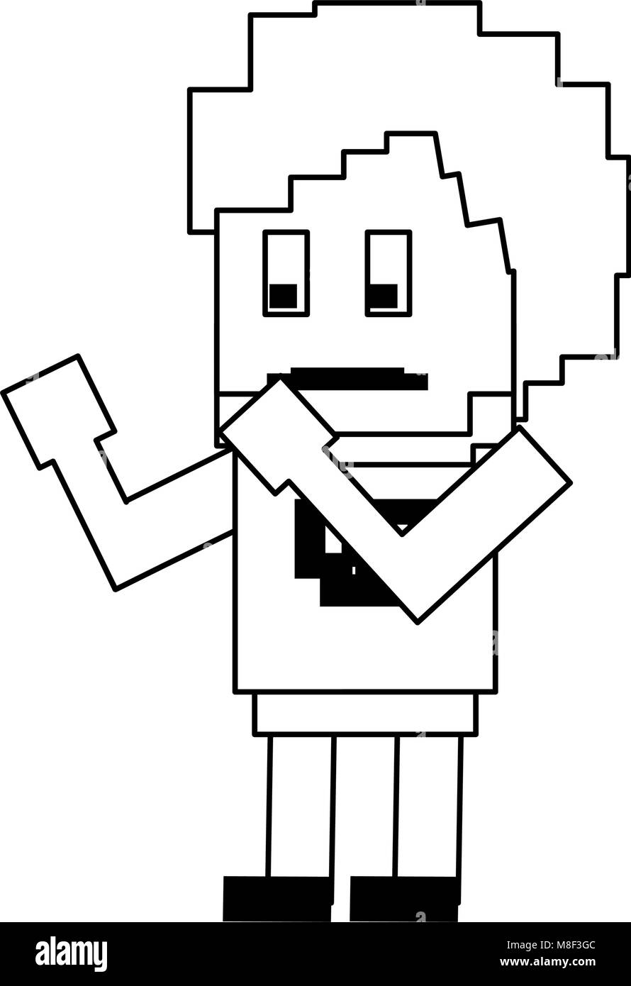 Pixelated fighter man character vector illustration graphic design ...