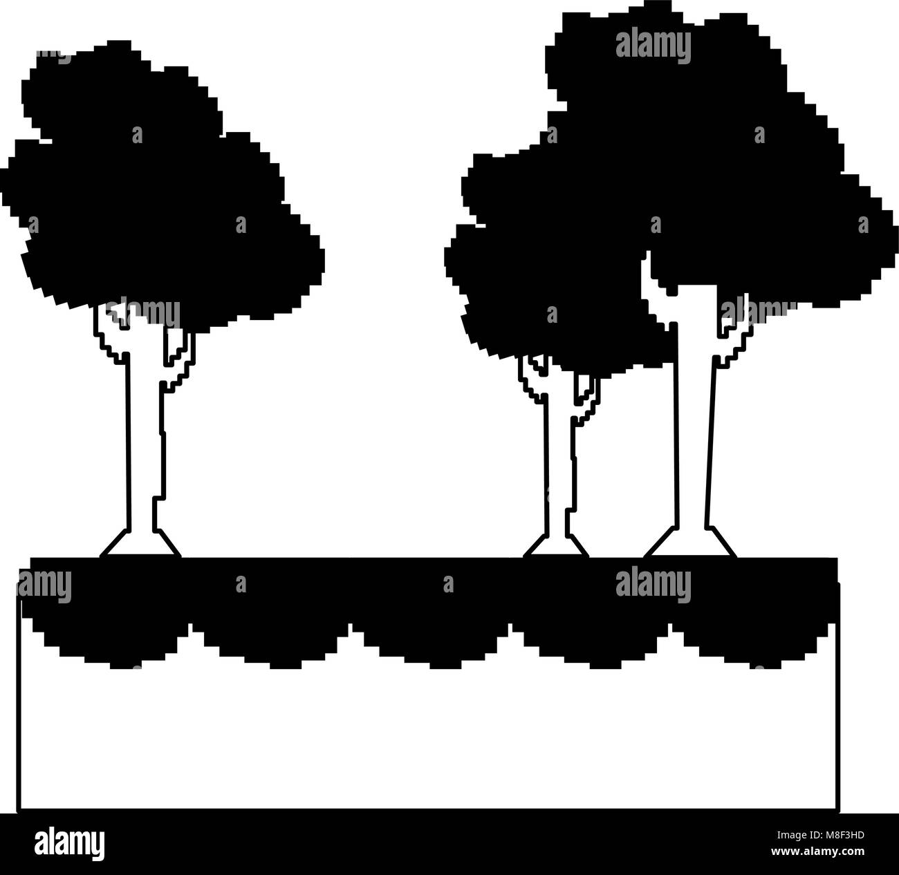 Pixelated trees isolated vector illustration graphic design Stock ...