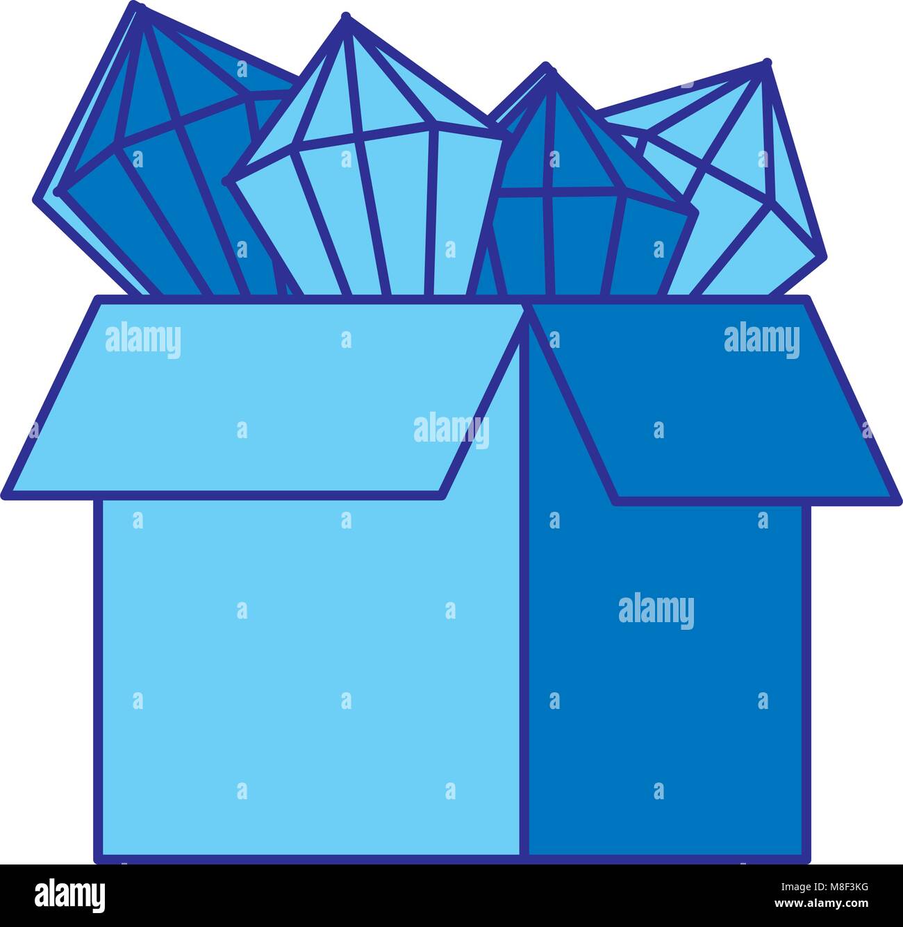 duo color tetrahedron graphic shape inside box package Stock Vector ...