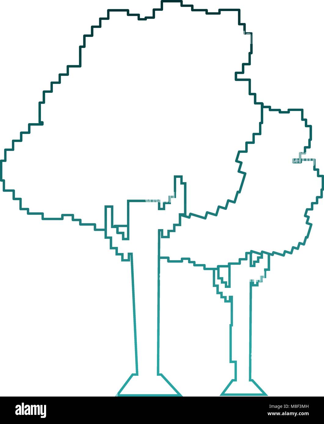 Pixelated trees isolated vector illustration graphic design Stock ...