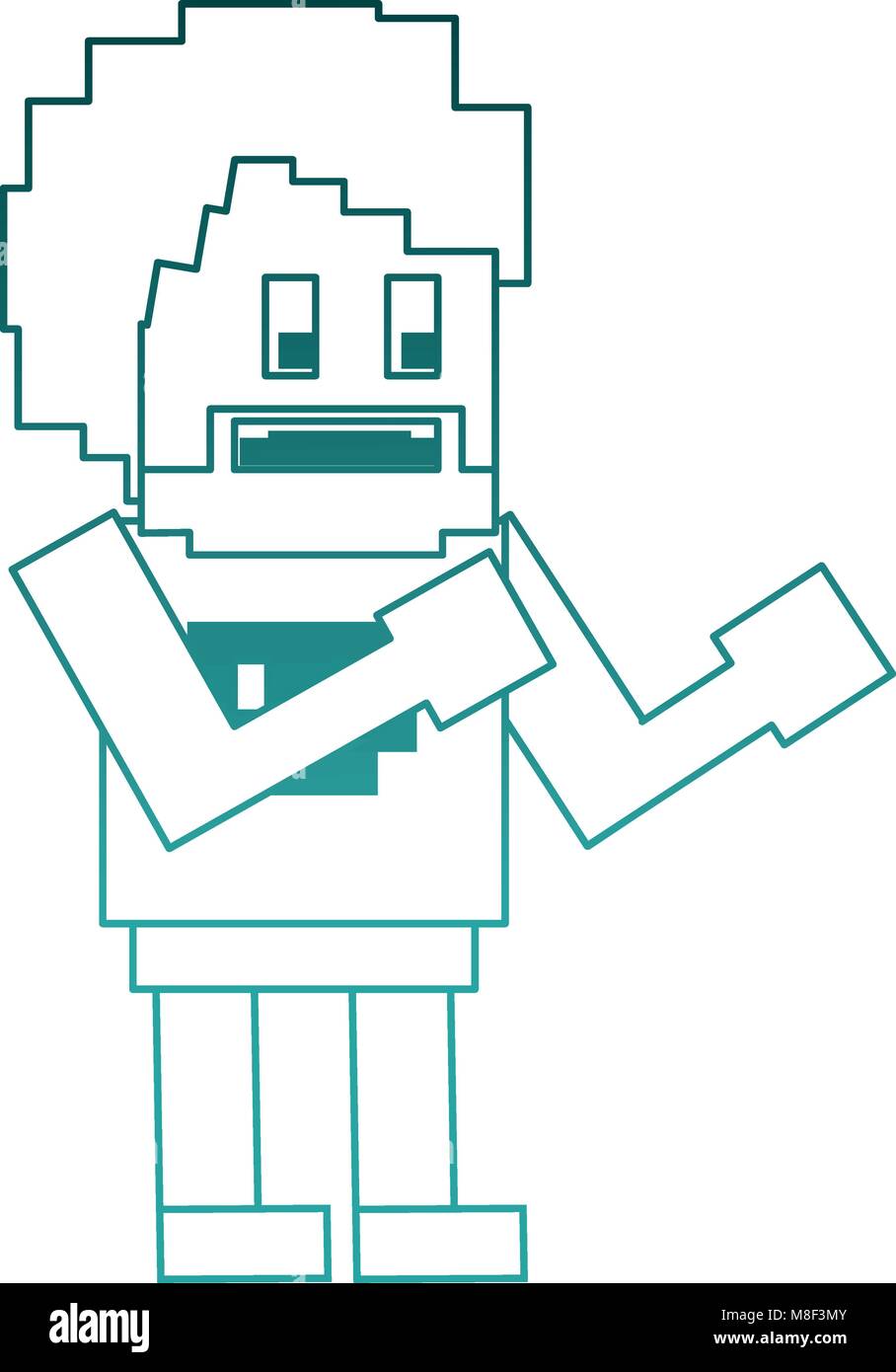 Pixelated fighter man character vector illustration graphic design ...