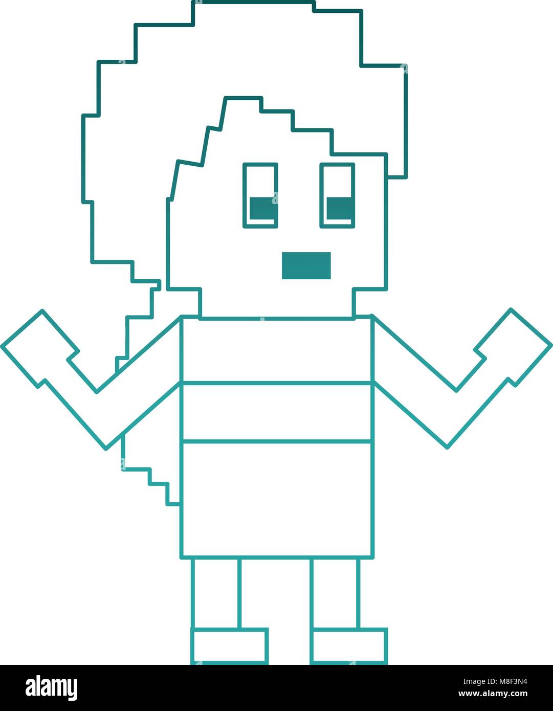 Pixelated woman character vector illustration graphic design Stock ...