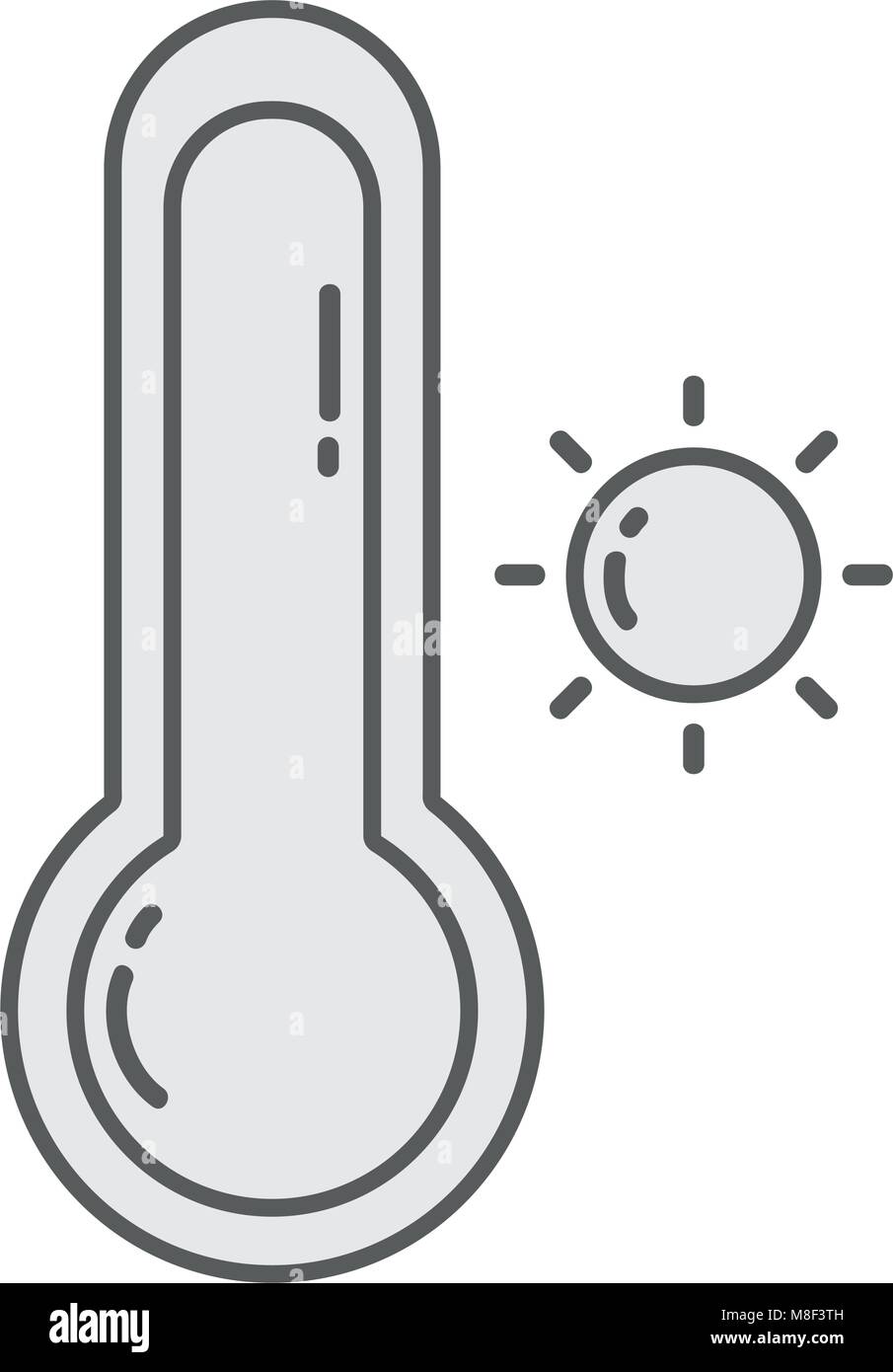 line sun with thermometer and hot weather symbol Stock Vector Image ...